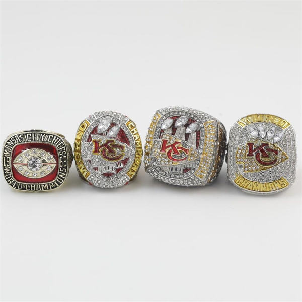 4pcs Souvenir Rings Kansas City Enthusiast Gifts Commemorative Chiefs ...