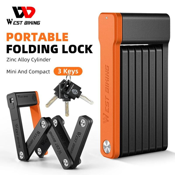 WEST BIKING Bicycle Folding Lock Security Anti-theft Cycling Lock MTB ...