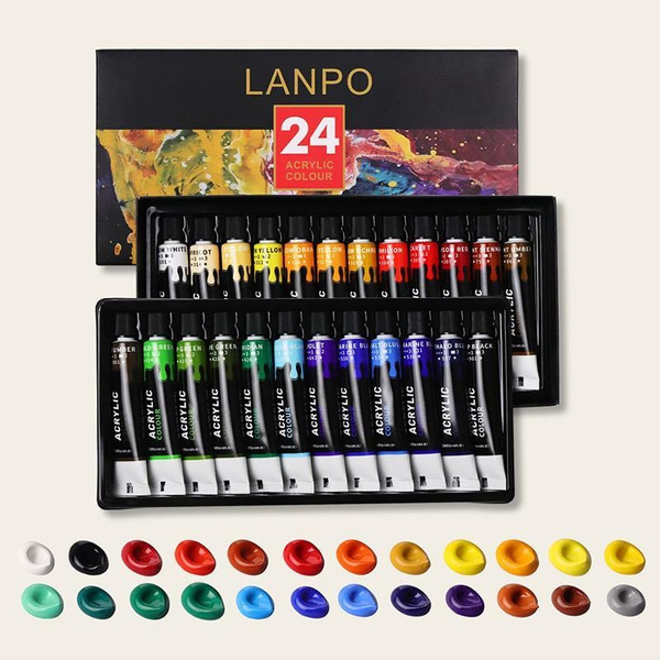 LANPO 12/24 Colors Professional Acrylic Paints Set 12ml Painting ...