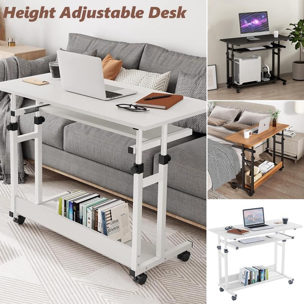 Height Adjustable Computer Desk Mobile Study Desk Portable Office Desk ...