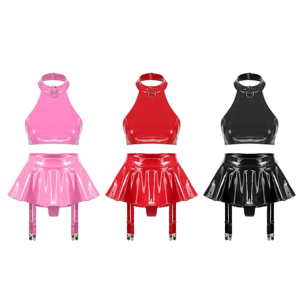 Two-Piece Female Lingerie Set Women Latex Nightclub Outfit Night Club ...