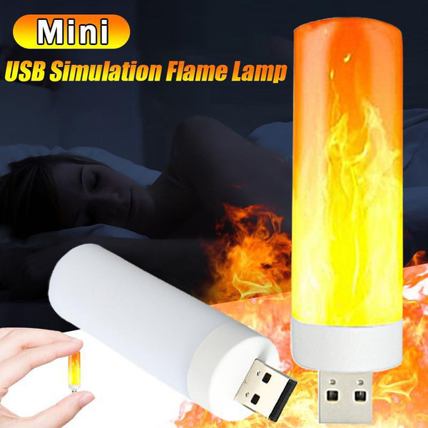 USB LED Flame Effect Light USB Flame Candle Bulb Flameless Tea Lights ...