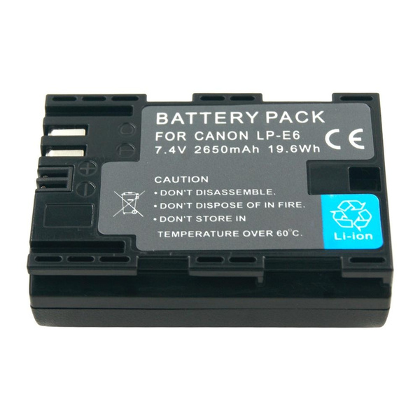 LP-E6 LPE6 LPE6N Camera Battery 2650mAh Li-ion Rechargeable Batteries ...