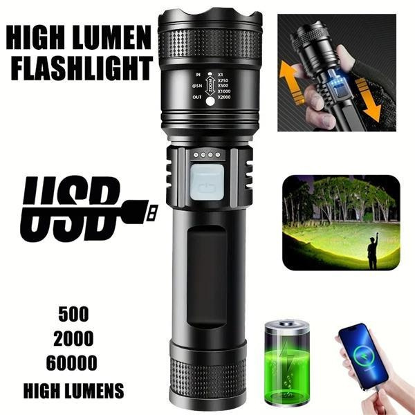 LED Flashlight 3 Modes Portable Waterproof Rechargeable Flashlight ...