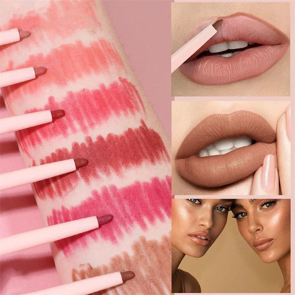 Matte Nude Red Lip liner Lipsticks Pen 6 Color Lip Liner Contour Pencil ...