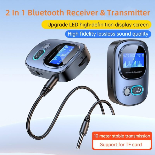 LED Screen Display 2-In-1 Bluetooth 5.3 Receiver and Transmitter ...
