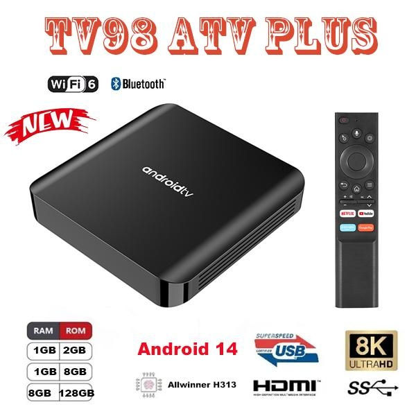 New HD TV98 ATV PLUS Smart TV Box 1GB+2GB/1GB+8GB/8GB+128GB Android 14. ...