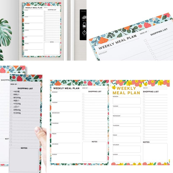 Dietary Floral Refrigerator Sticker Magnetic Suction Movable Weekly ...