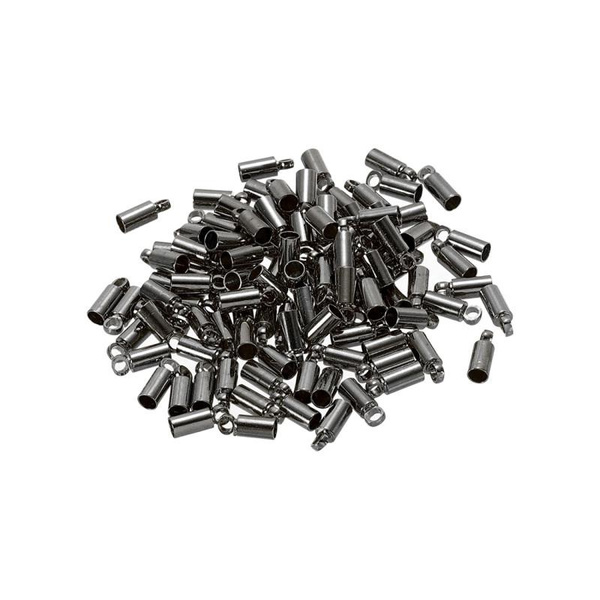 100Pcs Cord End Caps 3.1mm End Cap Barrel Beads Kumihimo End Caps Brass ...