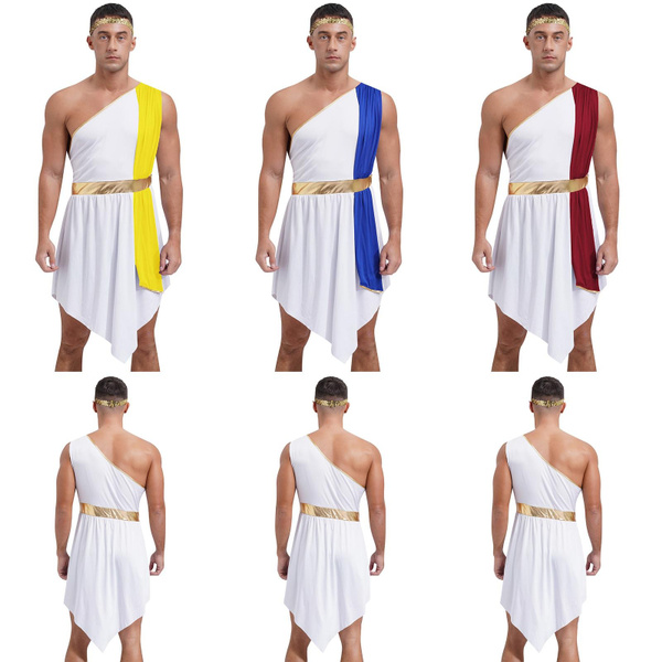 Mens Ancient Greek Toga Cosplay Costume Tunic Halloween Fancy Dress ...