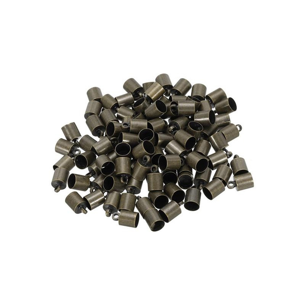 100Pcs Cord End Caps 5.5mm End Cap Barrel Beads Kumihimo End Caps Brass ...