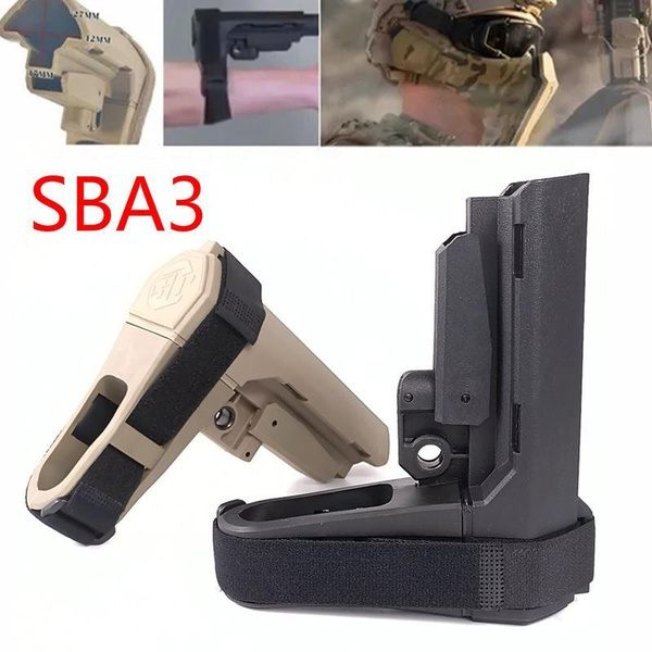Tactical SBA3 AEG Airsoft Nylon Stock with Rear Support for SLR 556 M4 ...
