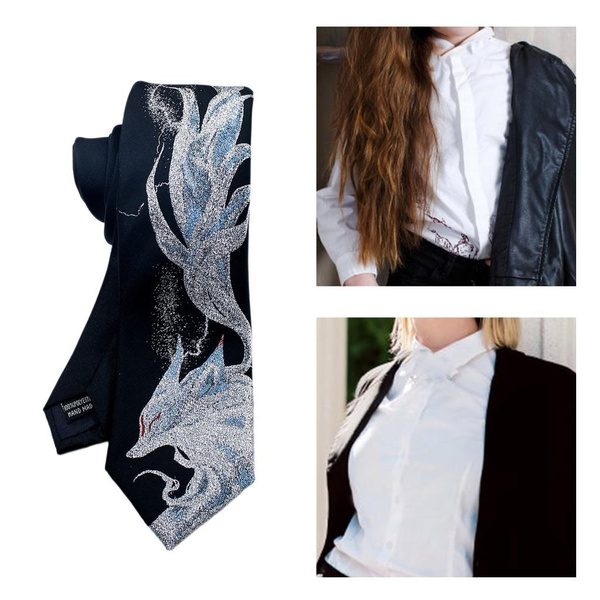 Nine Tailed Foxes Pattern Neck Ties Anime Enthusiasts Shirt Convenience ...