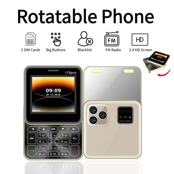 i19 Pro Square Slide Button Mini Mobile Phone 2.4inch Dual SIM 2G GSM ...