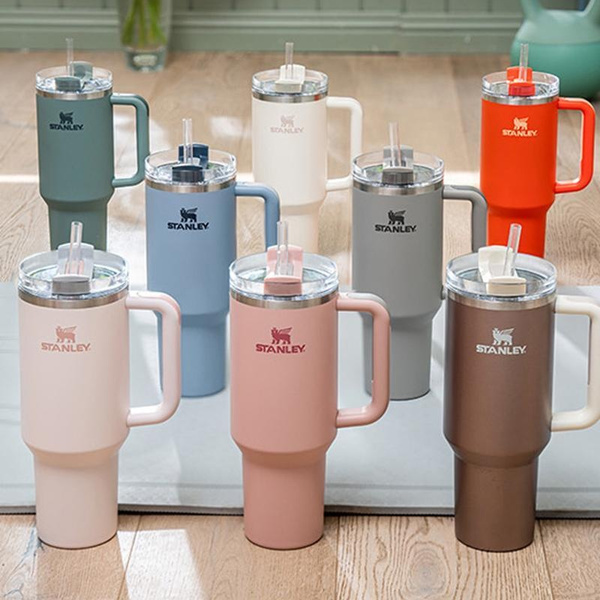 Stanley 40 oz Tumbler With Handle and Logo Leopard Tumbler With Straw ...