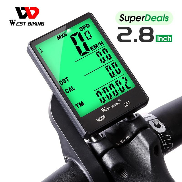 WEST BIKING 2.8" Large Screen Bicycle Computer Waterproof Wireless Wired Bike Computer ...