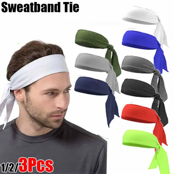 1/2/3 Pcs Adjustable Head Tie Sports Headband Tennis Gym Bandana ...