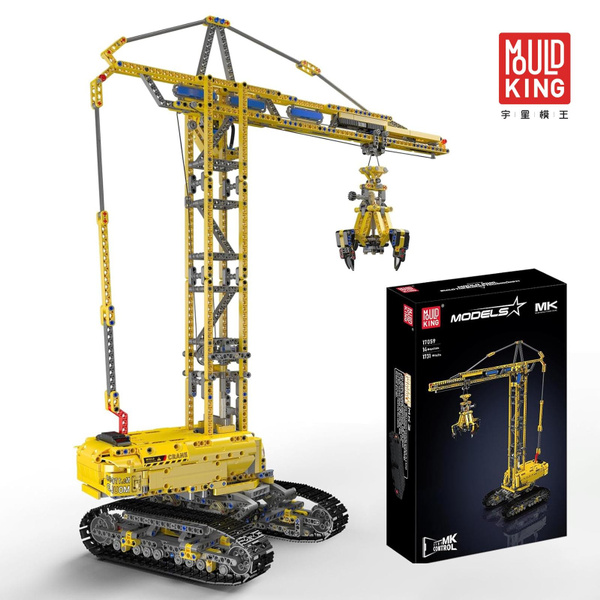 Mould King 17059 Technical MOC Mobile Tower Crane Building Blocks Remote Control Crawler Tower ...
