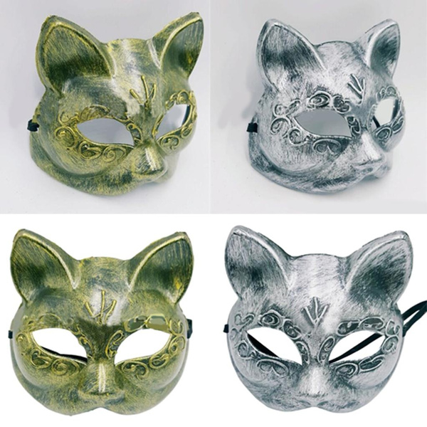 Cats Face Mask Halloween Animal Mask for Women Man Masquerade Party ...