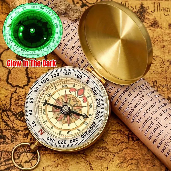 Brass Pocket Compass Glow in The Dark Military Compass Survival Gear ...