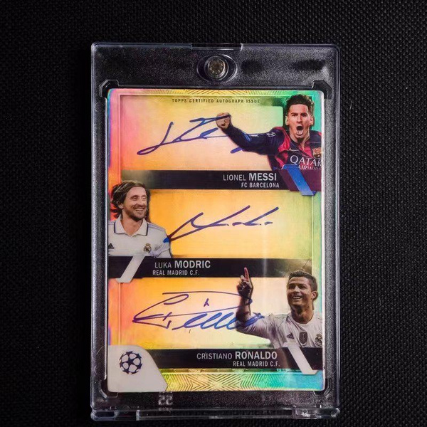 New Topps x PSG set triple autograph card of Lionel Messi/Cristiano ...