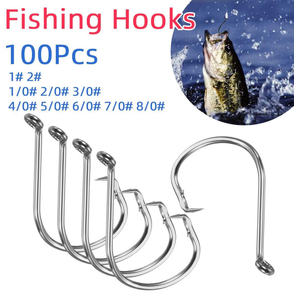 100Pcs 10 Size High Carbon Steel Fish Hooks Fishing Hooks Circle Hooks ...