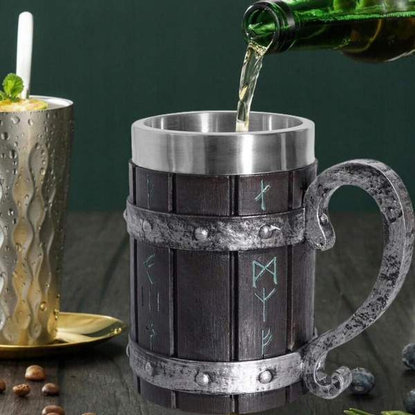 Nordic Viking Rune Mug Beer Tankard Cup for Men Viking Gift Norse Decor ...