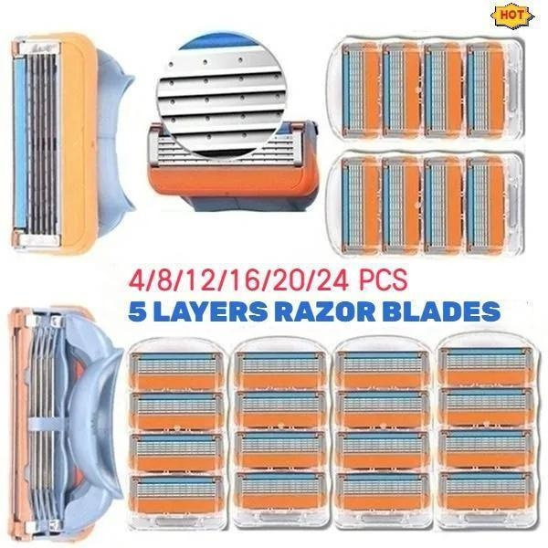 24/20/16/12/8/4PCS 5 Layer Men's Blades of Razors Men's Facial Care ...