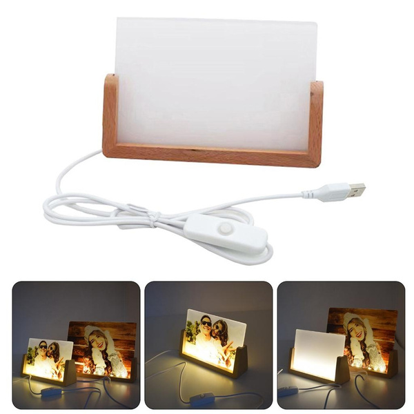 Sublimation Acrylic Blank Photo Frame with LED Light and Stand Picture ...