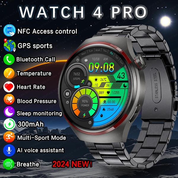 For Huawei Xiaomi NFC Smartwatch Watch 4 Pro AMOLED 360*360 HD Screen ...
