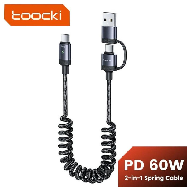 Toocki 60W USB C Cable 2 in 1 PD Fast Charing USB Type C To Type C ...