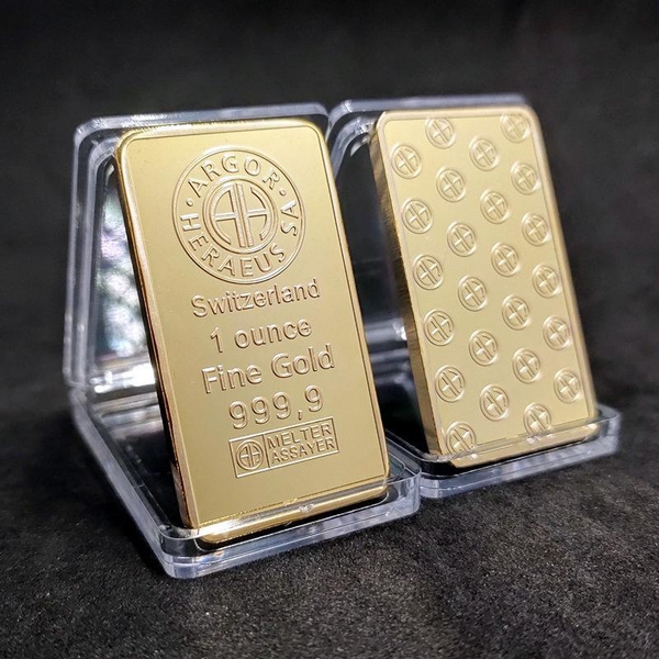 24K Gold Plated Swiss 1 OZ Argor-Heraeus Gold Bar Gold Bullion ...