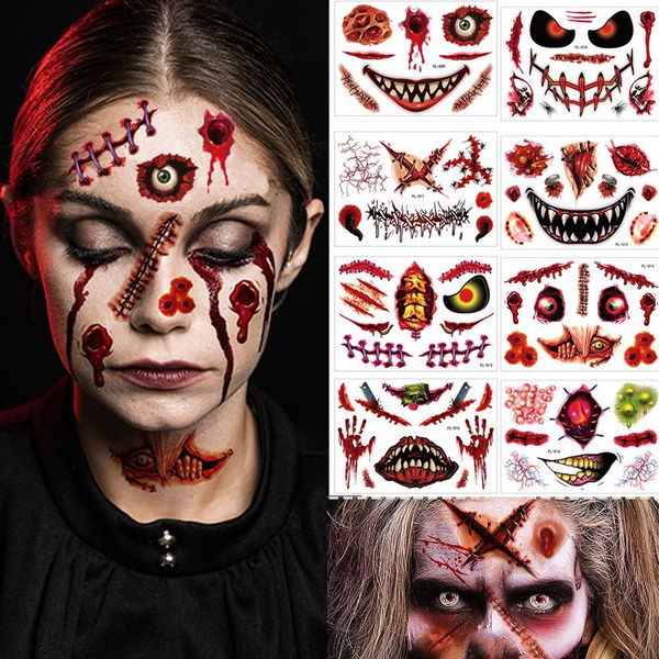 3D Fake Scars Tattoo Temporary Halloween Makeup Kit, Fake Stitches ...