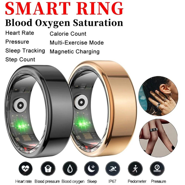 R02 Smart Ring Fitness Tracker Ring IP68 & 5ATM Waterproof Health Heart ...