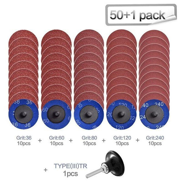 50 Pcs Mixup 2 inch roll Lock Quick Change Discs Set, A/O Sanding Discs ...