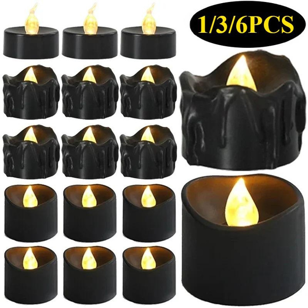 1/3/6 Pcs Black LED Candle Lights Battery Powered Flameless Fake ...