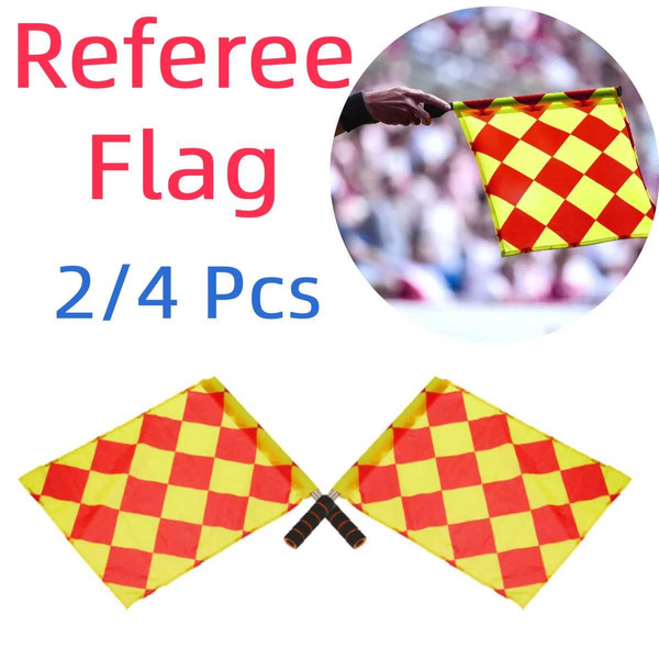 2/4Pcs Referee Flags Linesman Flags Checkered Flag For Football Soccer ...