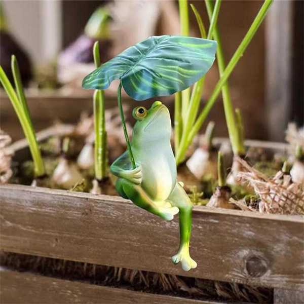 Lovely Frog Holding Leaf Resin Ornaments Home Garden Yard Decoration | Wish