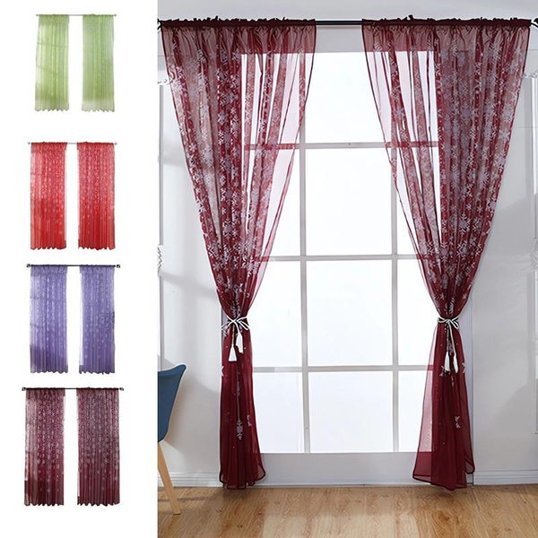 1pc=1 Panels Christmas Sheer Curtains For Living Room, Luxury Snowflake ...