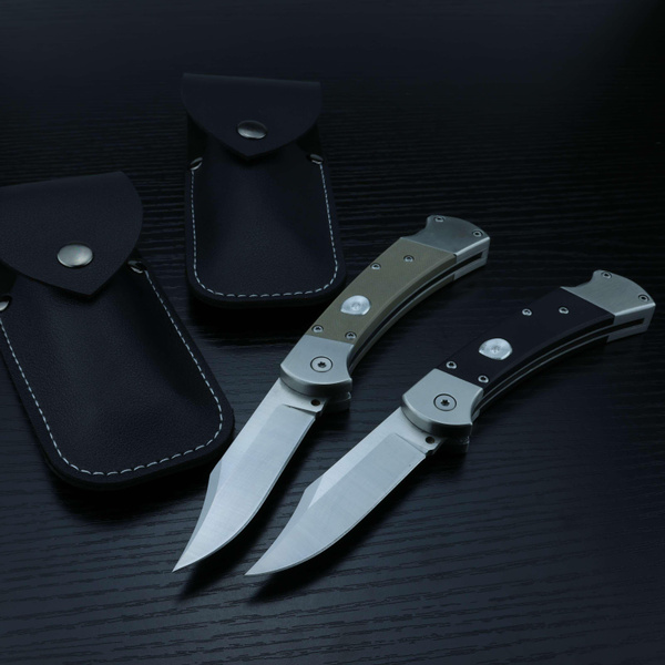 Buck 110 AUTO Elite Folding Hunter 3.75" S30V Plain Blade, Black G10 Handles, Black Leather ...