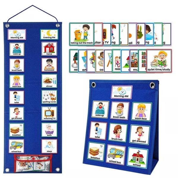 Cartoon Visual Schedule Cards Kids Daily Routine Cards Home Chore Chart ...