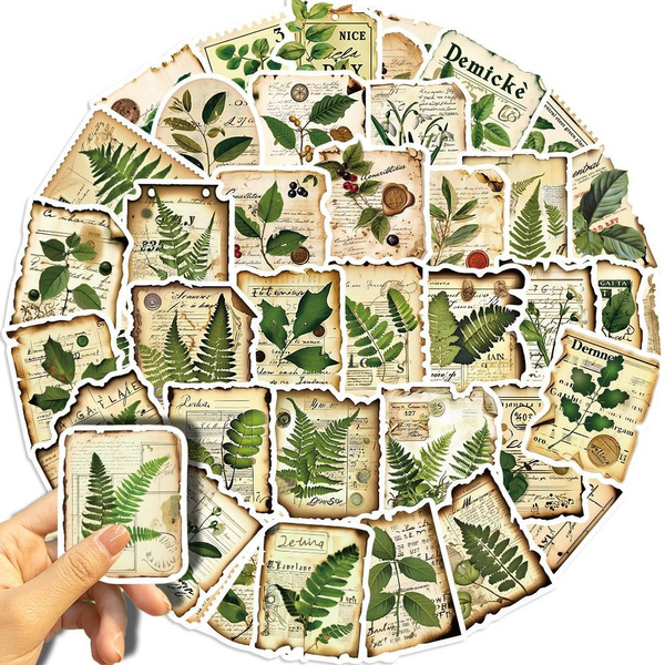 50Pcs Small Green Leaf Stickers Nature Plant Stickers for Scrapbooking ...
