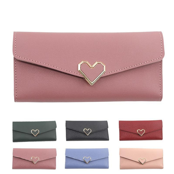 Women Long Wallets Purses Luxury Love Heart Wallets for Ladies Girl ...