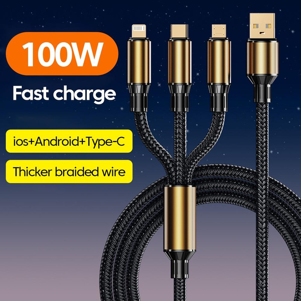 Elough Toocki 100W 3 in 1 6A Super Charging Cable Micro USB Type C Fast ...