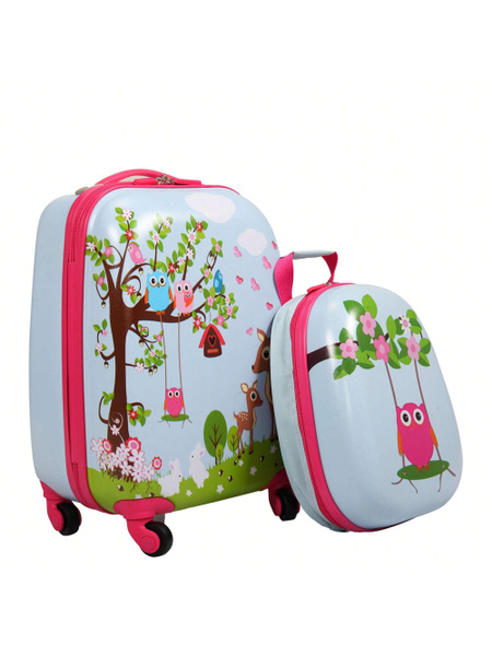 2 PC Kids Carry On Luggage Set 12" Backpack And 16" Hardshell Rolling ...