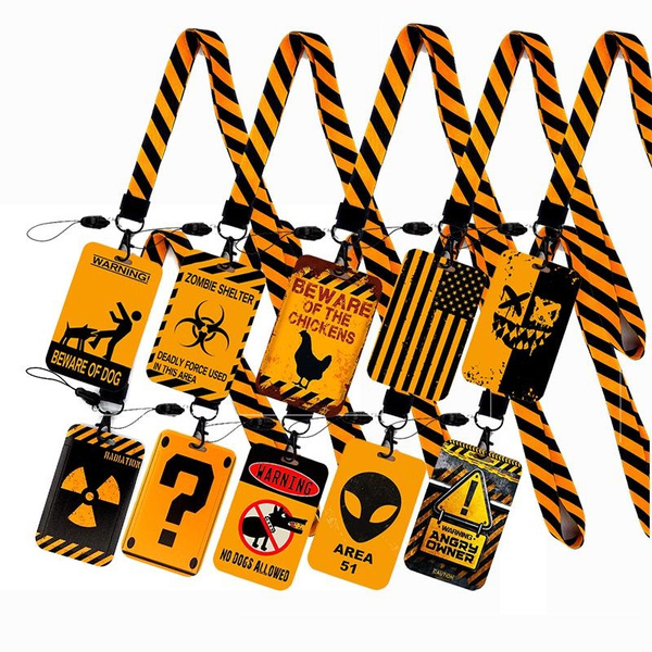 Warning signs Card Holder Neck Strap Lanyard for Key ID Card Cover ...