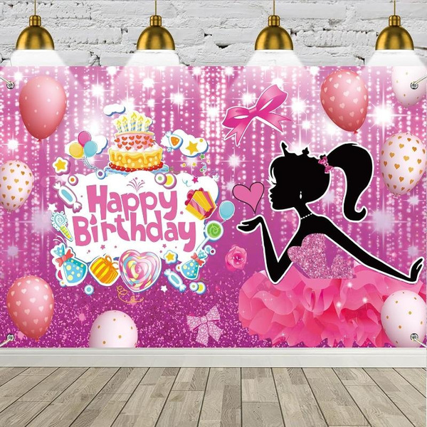 Princess Birthday Party Backdrop Photography Background Pink Party ...