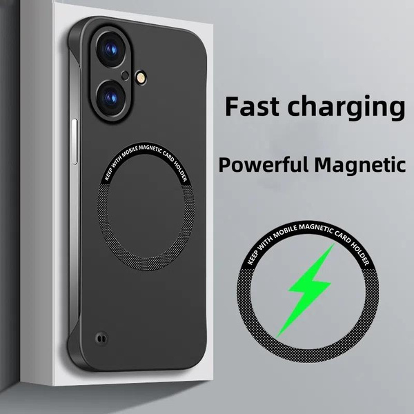 Ultra Thin Hard PC Magnetic Frameless Phone Case For iPhone 16 15 14 13 ...
