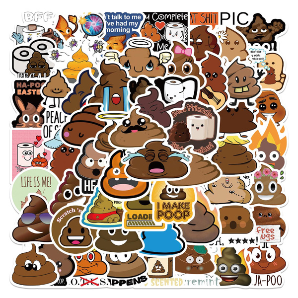 60PCS fun cartoon parody poop expression stickers DIY decoration tablet ...