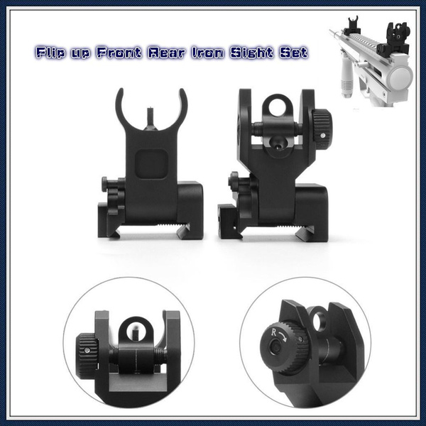 New upgrade Fiber Optic or Iron Front/Rear Sight Low Profile Flip up ...